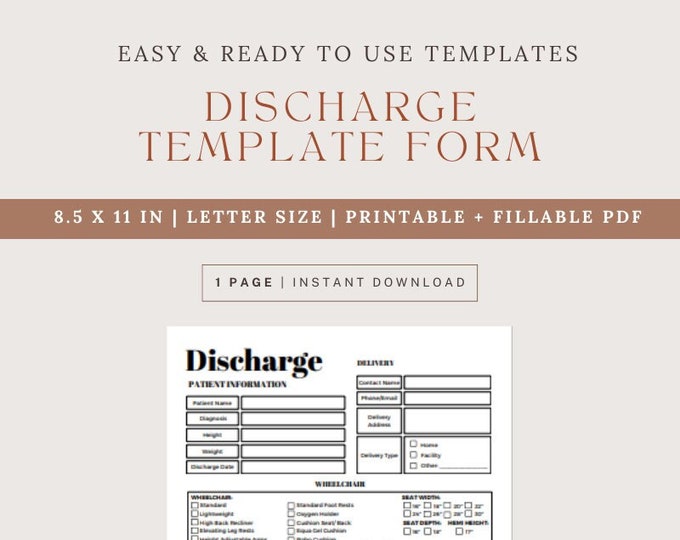 Discharge Planning Template, Fillable and Printable PDF, Medical ...