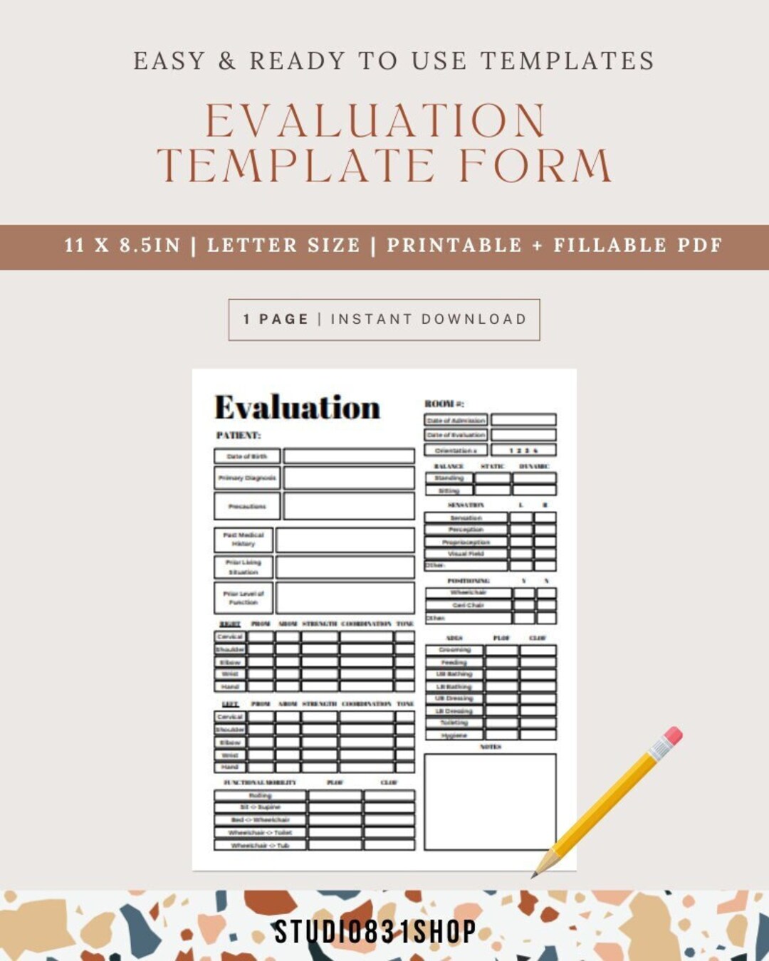Evaluation Template Form, Fillable and Printable PDF, Occupational ...