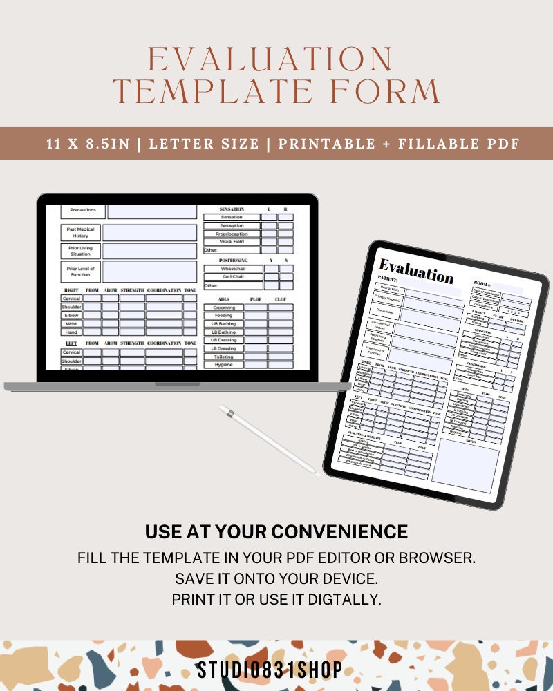 Evaluation Template Form, Fillable and Printable PDF, Occupational ...