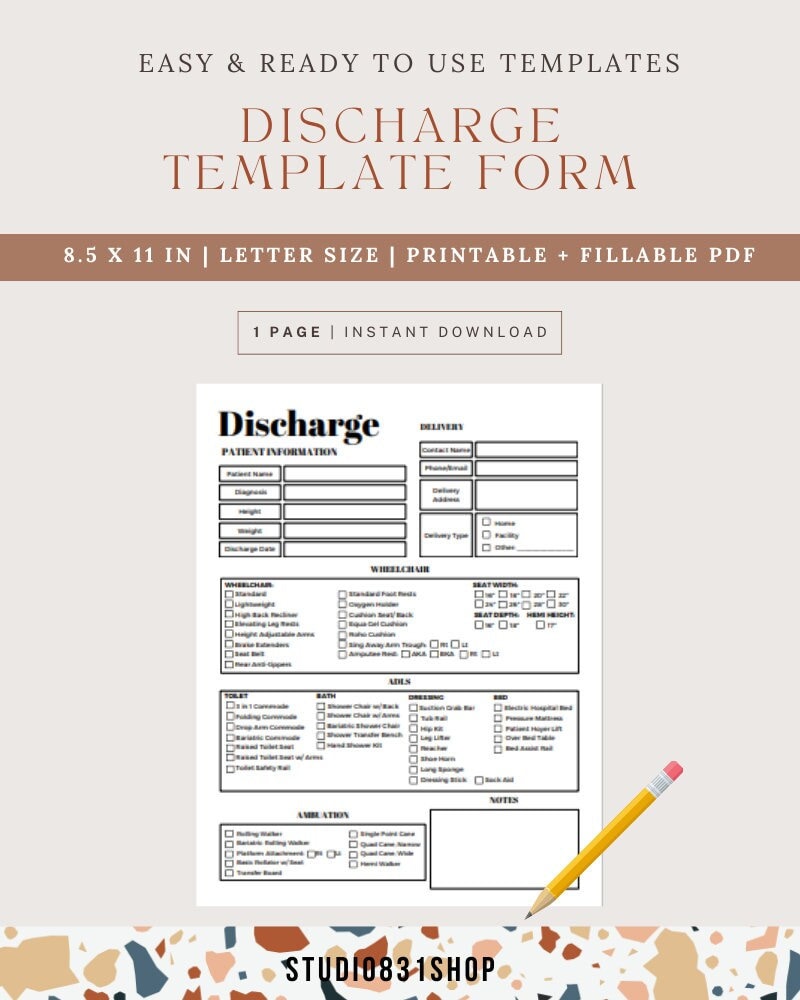 Discharge Planning Template, Fillable and Printable PDF, Medical ...