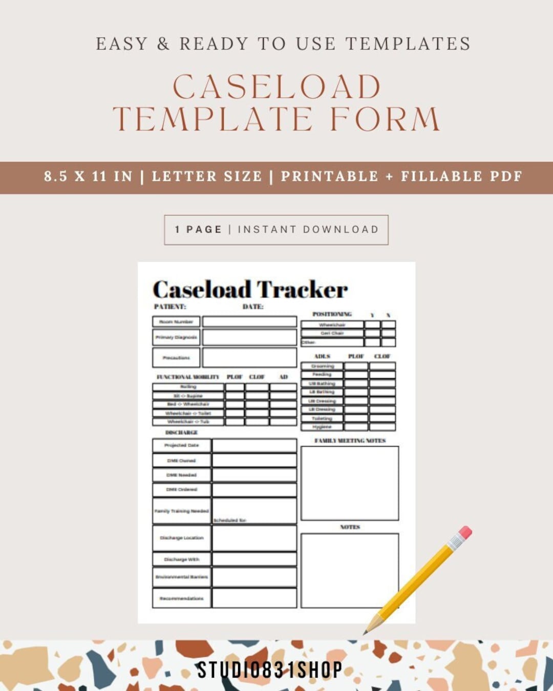 Caseload Tracker Template, Fillable and Printable PDF, Medical Notes ...