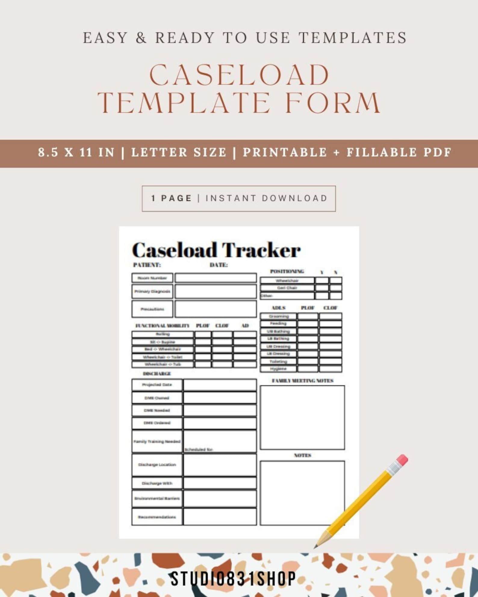 Caseload Tracker Template, Fillable and Printable PDF, Medical Notes ...