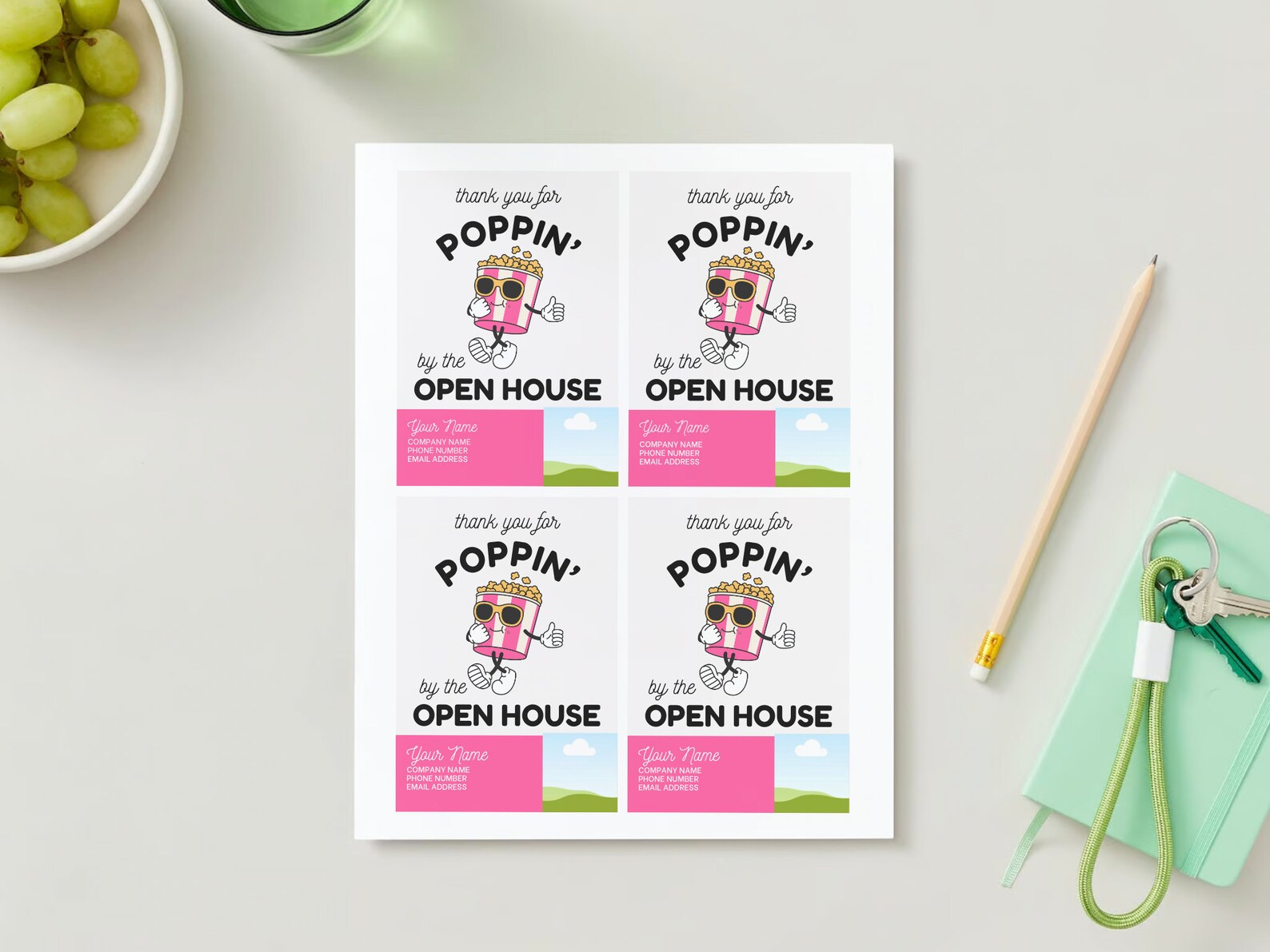 Open House Popcorn Gift Tag for Real Estate Agents, Thanks for Poppin ...