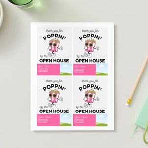 Open House Popcorn Gift Tag for Real Estate Agents, Thanks for Poppin ...