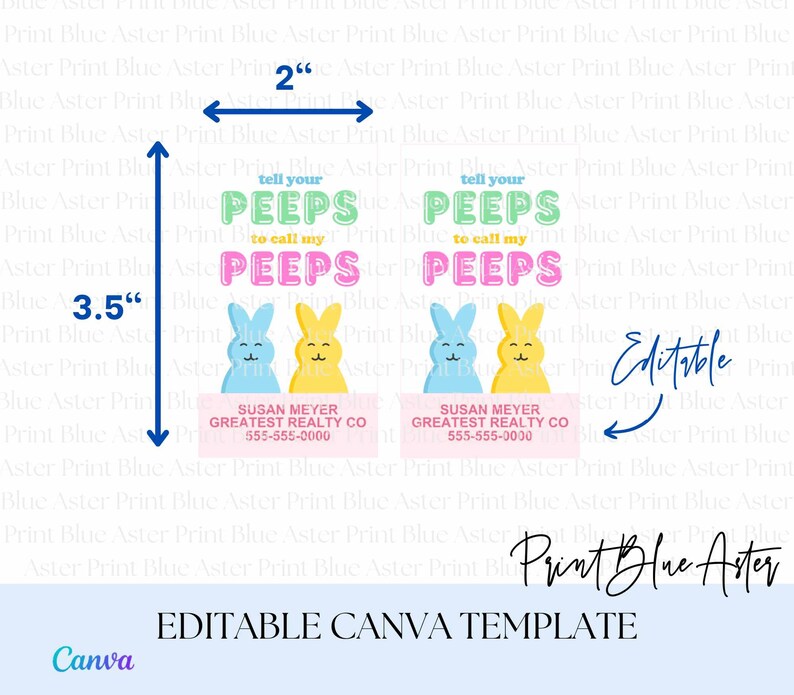Easter Pop-by Gift Tag, Tell Your Peeps to Call My Peeps, Realtor Pop ...