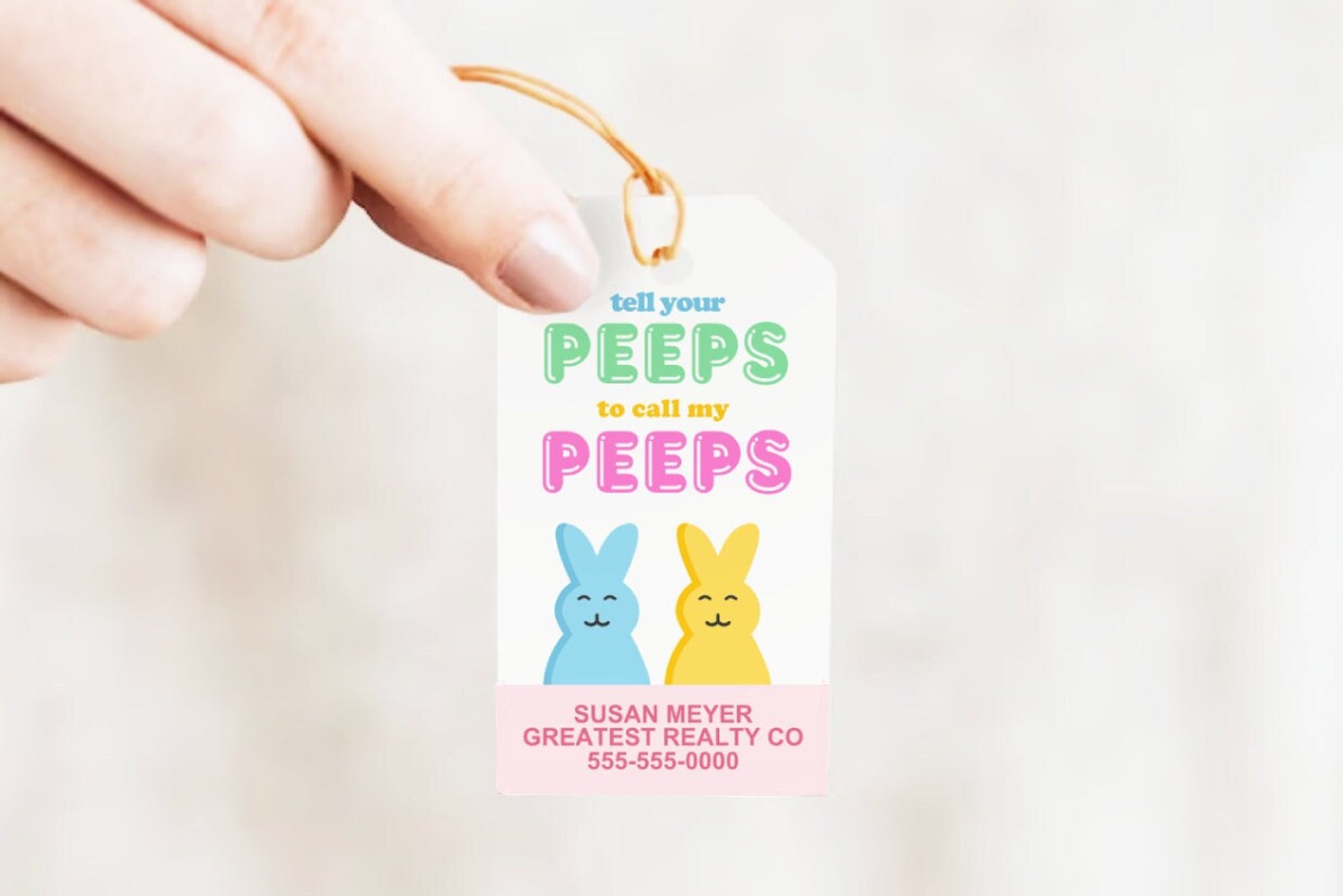 Easter Pop-by Gift Tag, Tell Your Peeps to Call My Peeps, Realtor Pop ...
