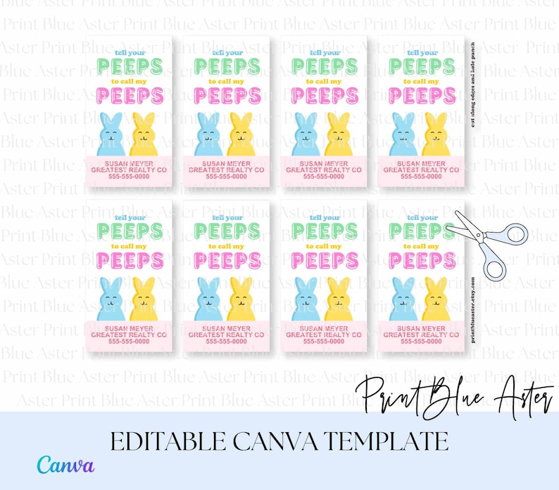 Easter Pop-by Gift Tag, Tell Your Peeps to Call My Peeps, Realtor Pop ...