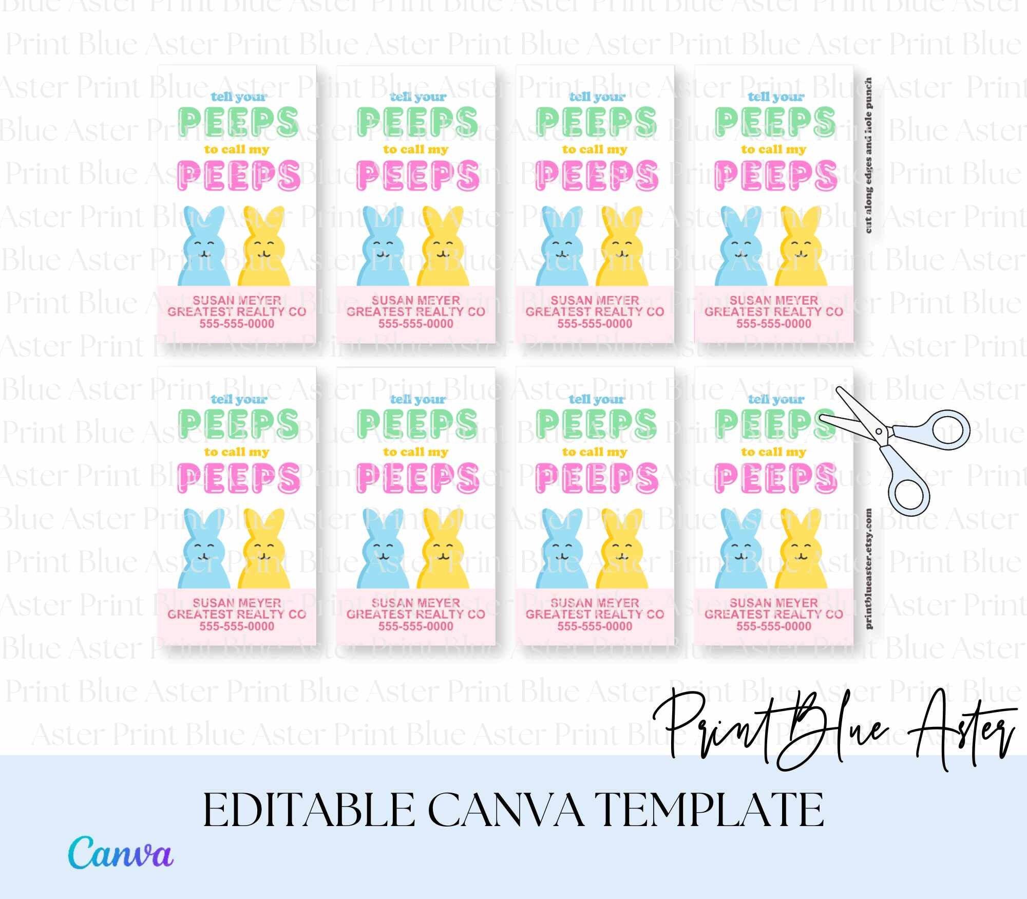 Easter Pop-by Gift Tag, Tell Your Peeps to Call My Peeps, Realtor Pop ...