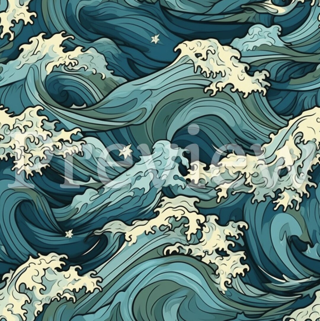 Seamless Ocean Waves Digital Repeating Tile Pattern - Etsy