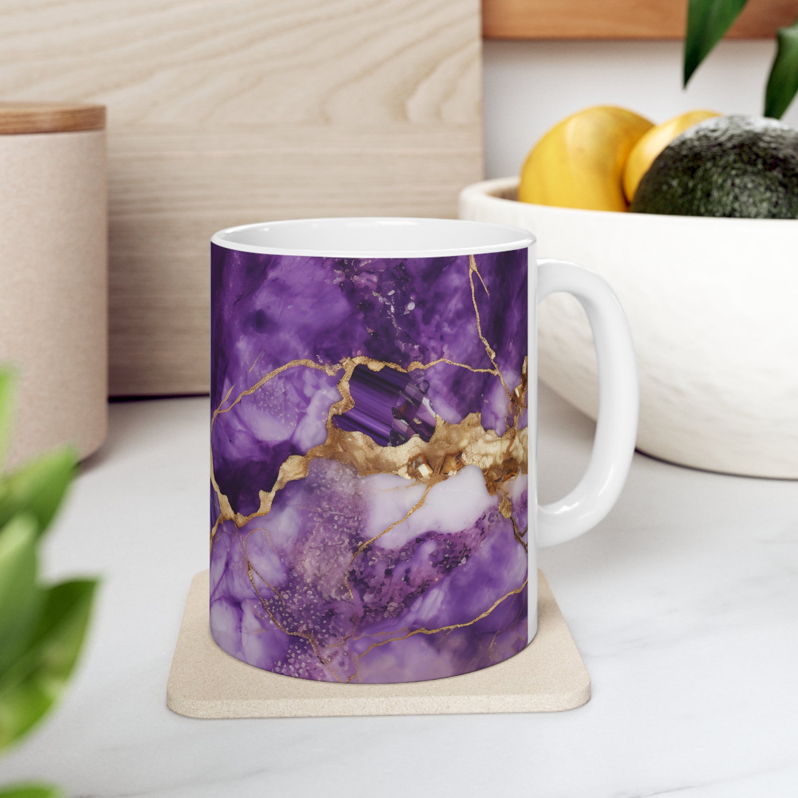Purple Mug, Marble Mug, Purple and Gold Marble Mug, Purple and Gold ...