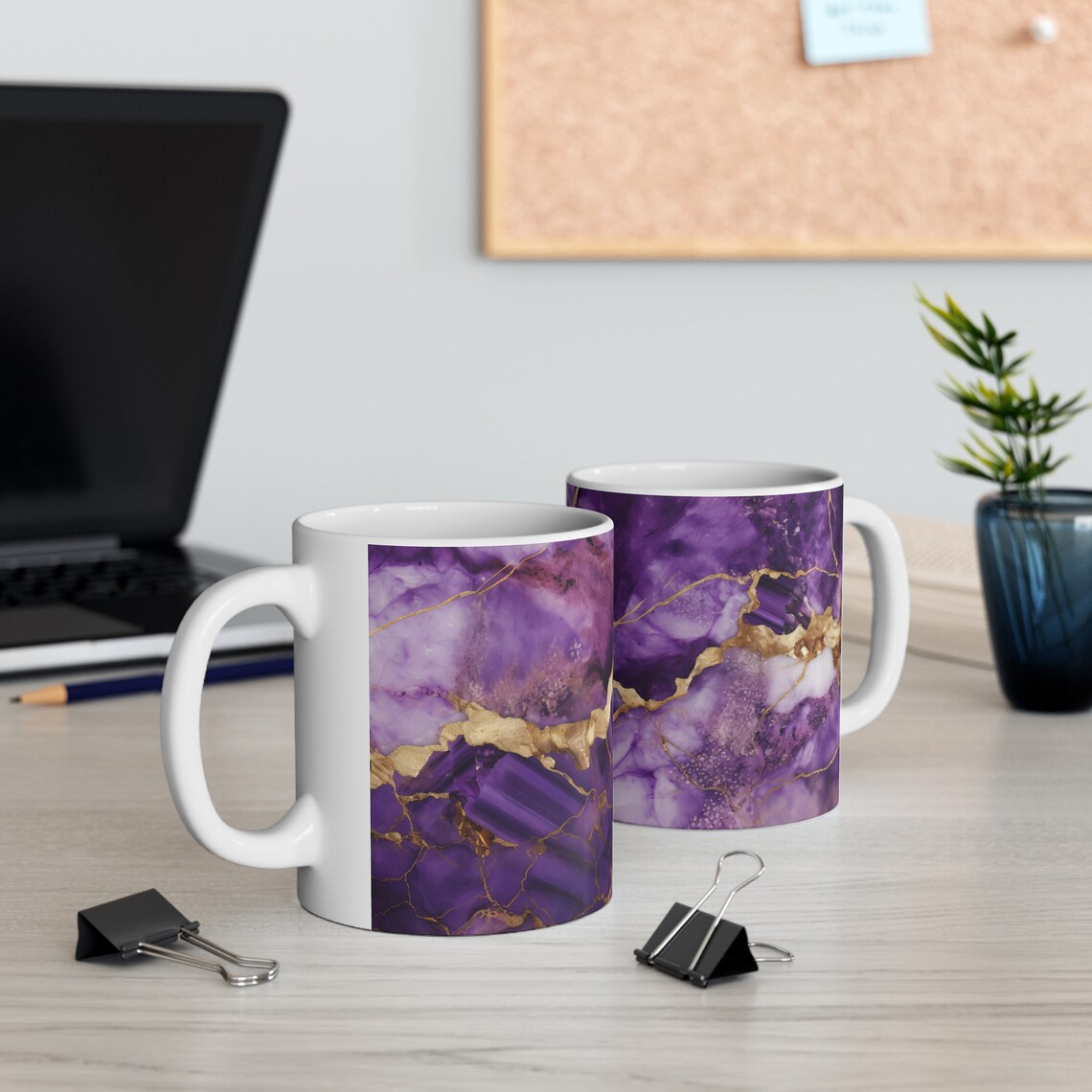 Purple Mug, Marble Mug, Purple and Gold Marble Mug, Purple and Gold ...