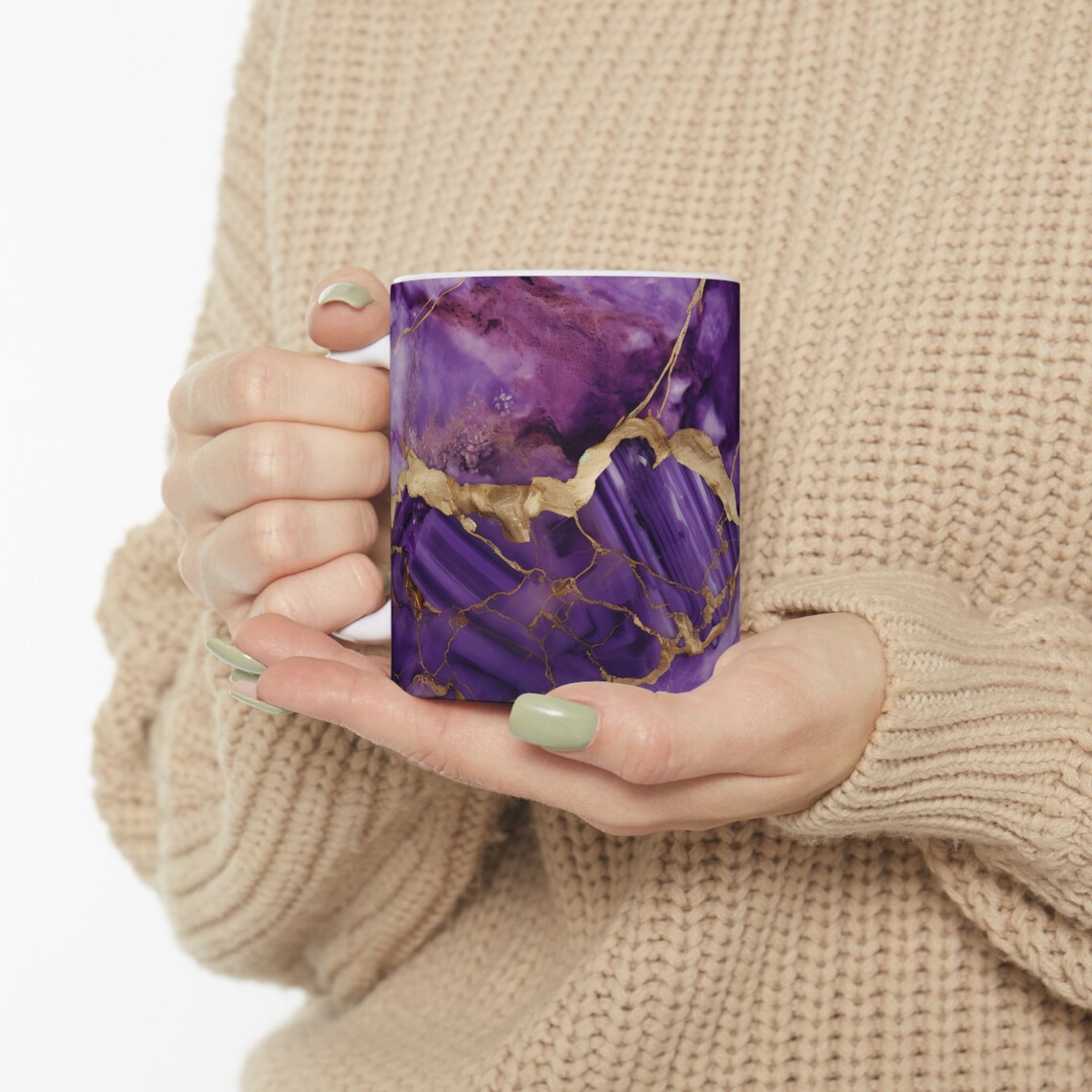 Purple Mug, Marble Mug, Purple and Gold Marble Mug, Purple and Gold ...