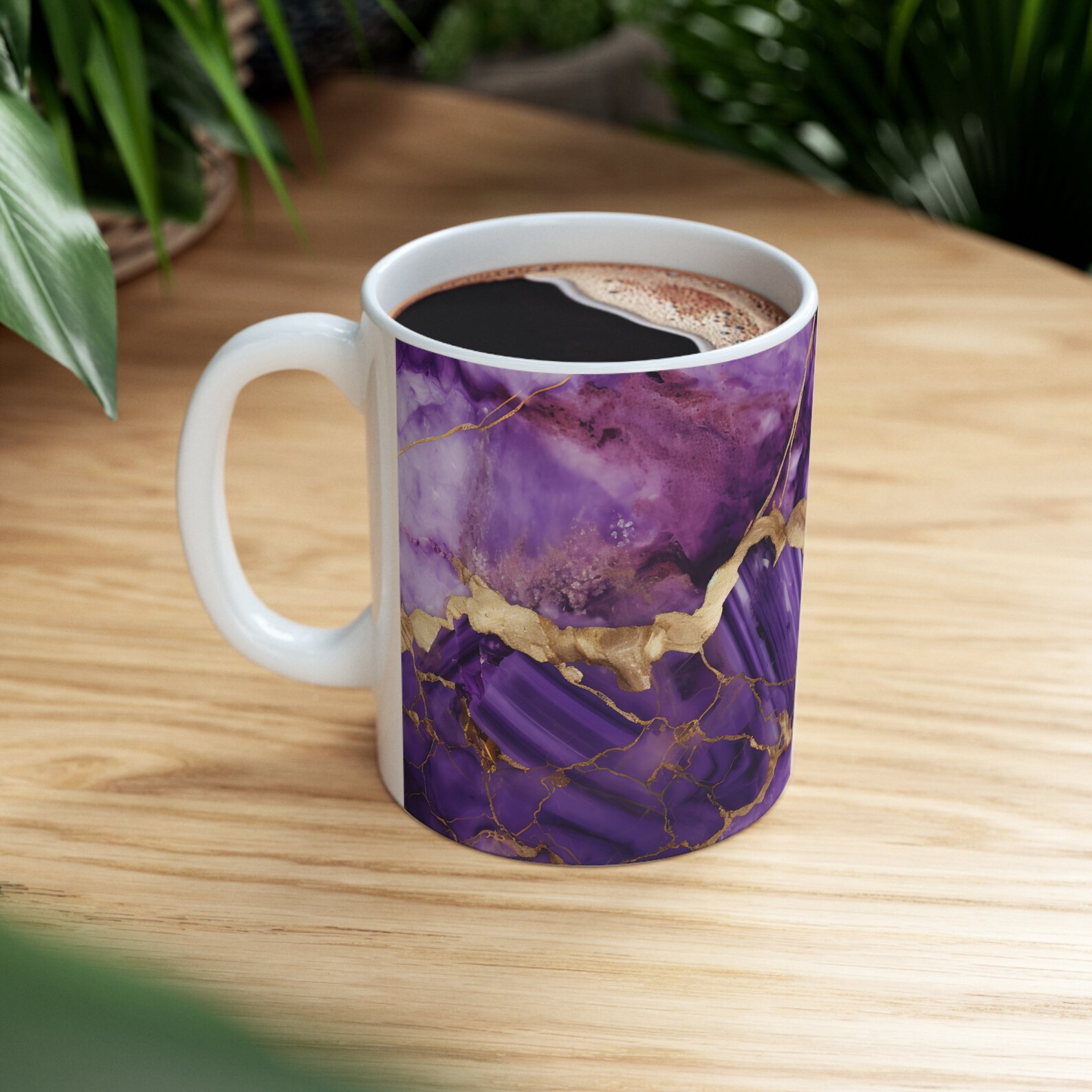 Purple Mug, Marble Mug, Purple and Gold Marble Mug, Purple and Gold ...