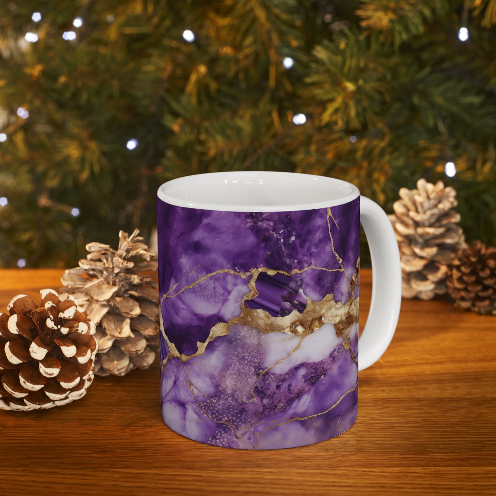 Purple Mug, Marble Mug, Purple and Gold Marble Mug, Purple and Gold ...
