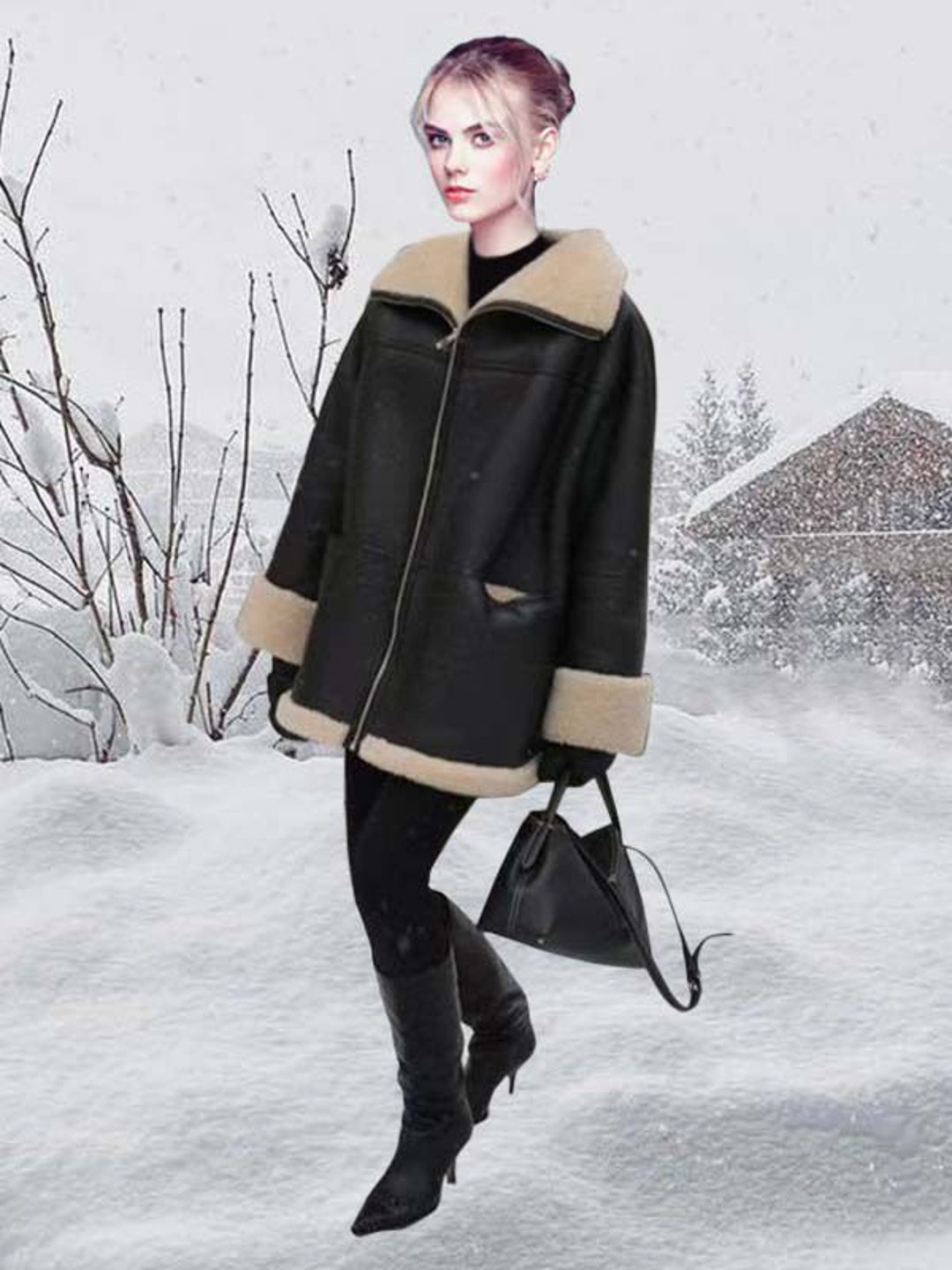 Oversized Boxy Environmental Fur Coat in Black for Women - Etsy