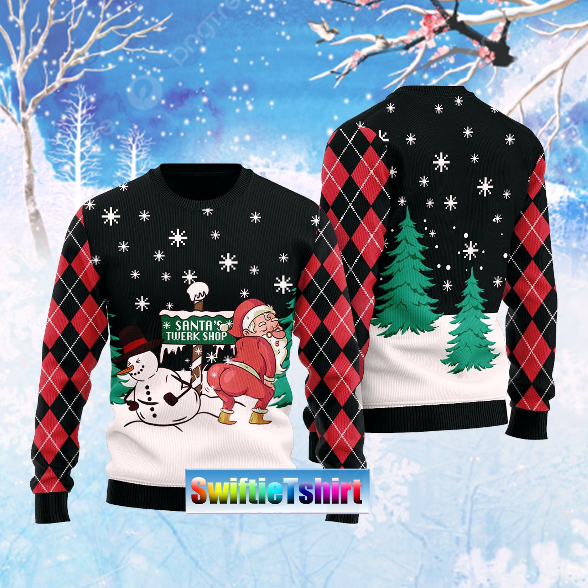 Santas Twerk Shop Mens Ugly Sweater, Santa twerking sold by Gorgonio ...