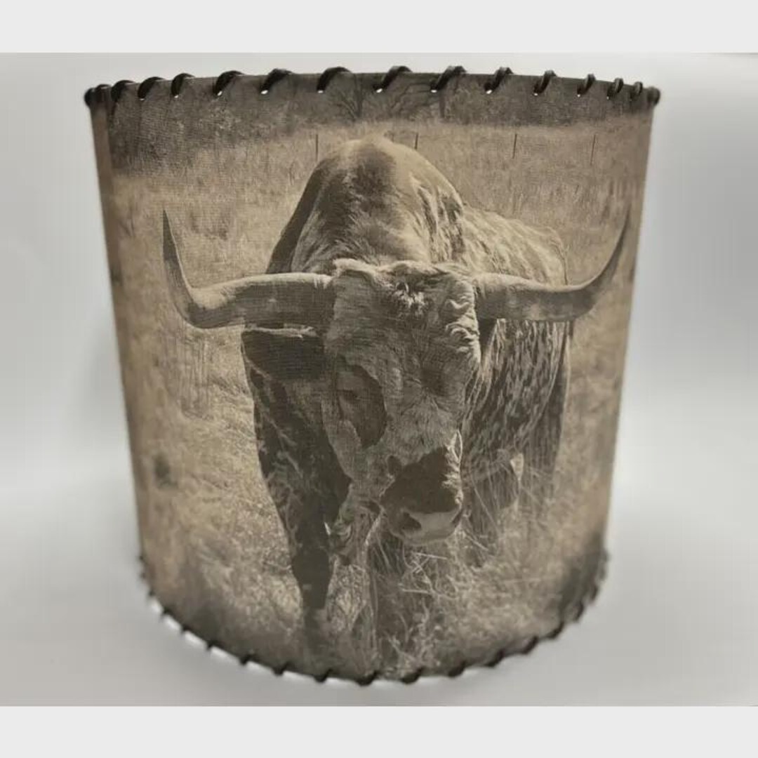 8-inch Longhorn Bull Cattle Lampshade Lamp Shade Western Barrel Shade ...