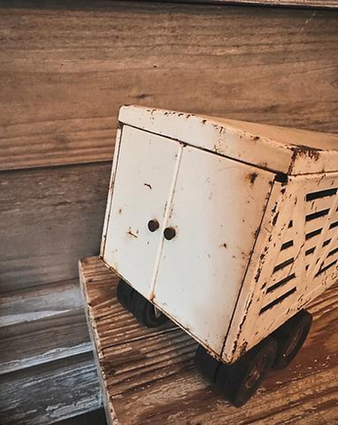 Vintage Metal Toy Livestock Trailer Bull Hauler Western Ranch Decor ...