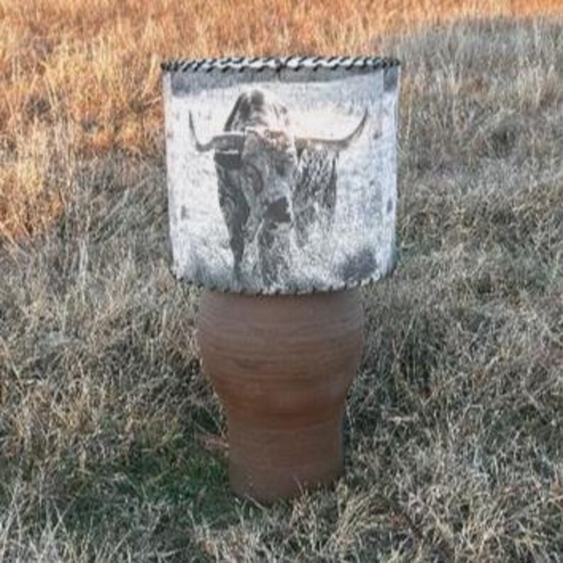 14-inch Longhorn Bull Cattle Lampshade Lamp Shade Western Barrel Shade ...