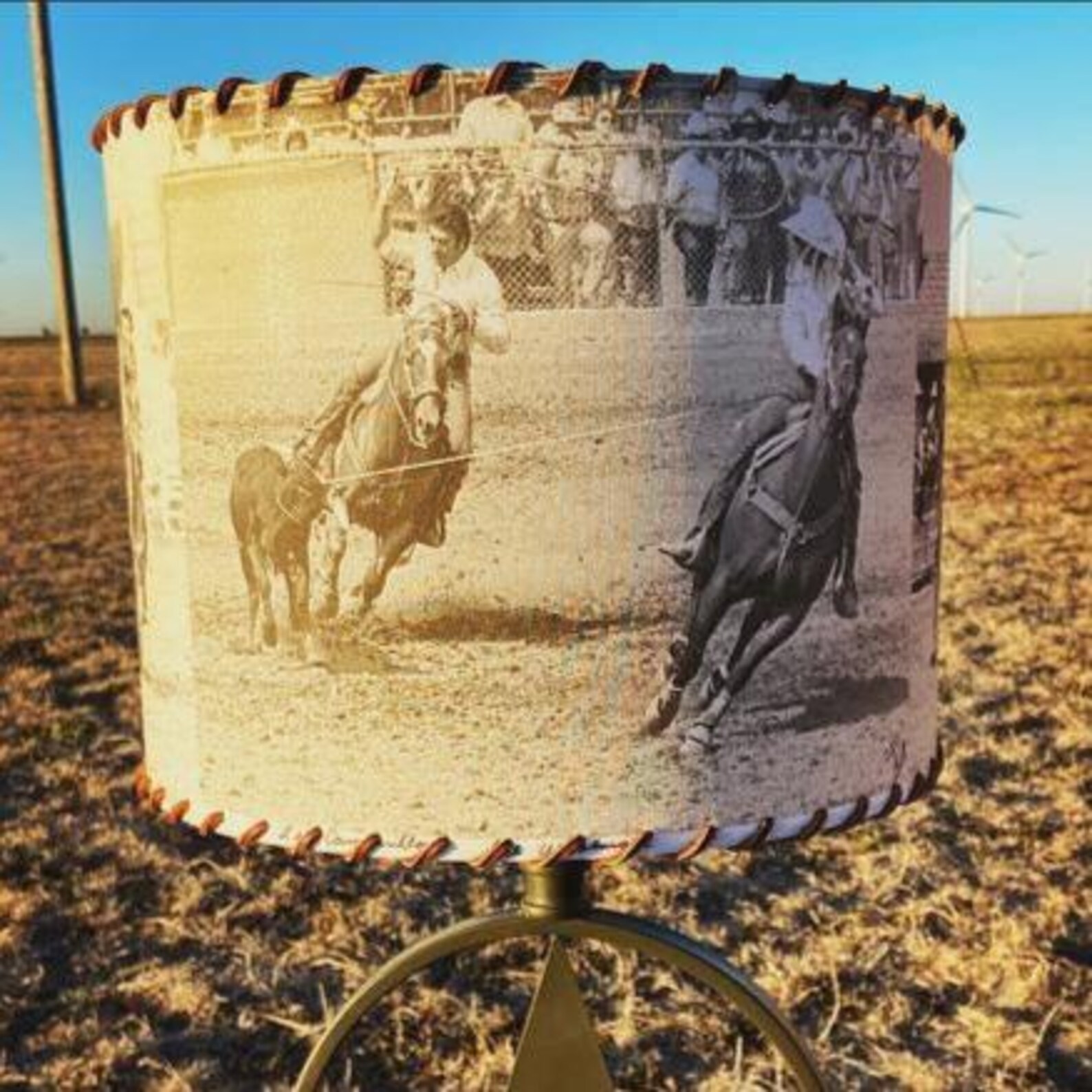 8-inch Western Cowboy Team Roping Roper Rodeo Lampshade Lamp Barrel ...