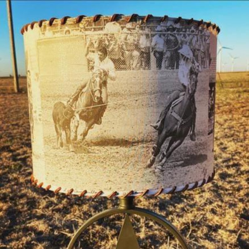 8-inch Western Cowboy Team Roping Roper Rodeo Lampshade Lamp Barrel ...