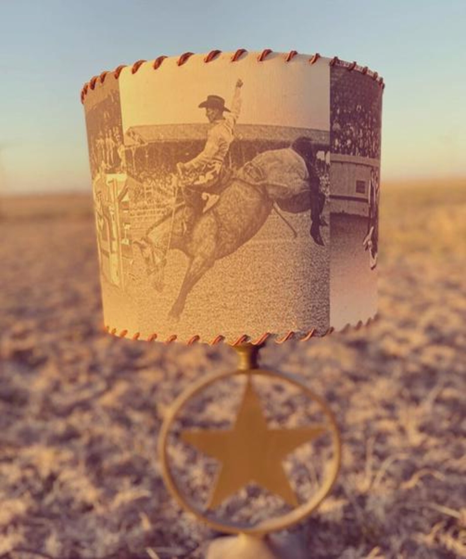 8-inch Western Cowboy Bucking Bull Riding Rider Rodeo Lampshade Lamp ...