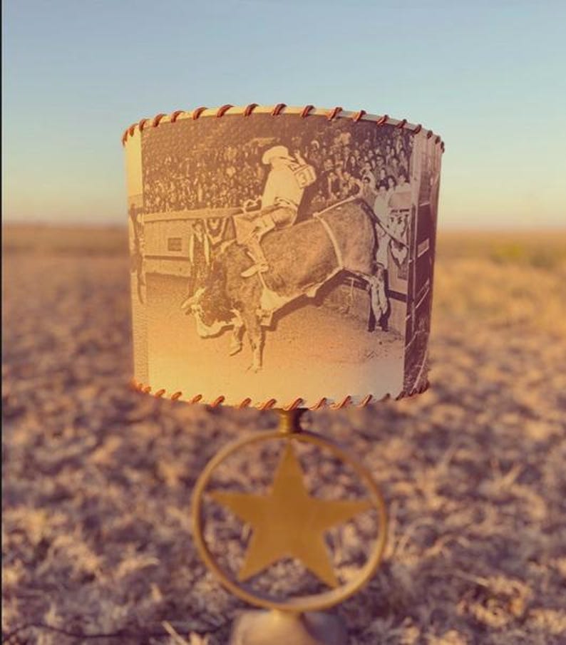 8-inch Western Cowboy Bucking Bull Riding Rider Rodeo Lampshade Lamp ...