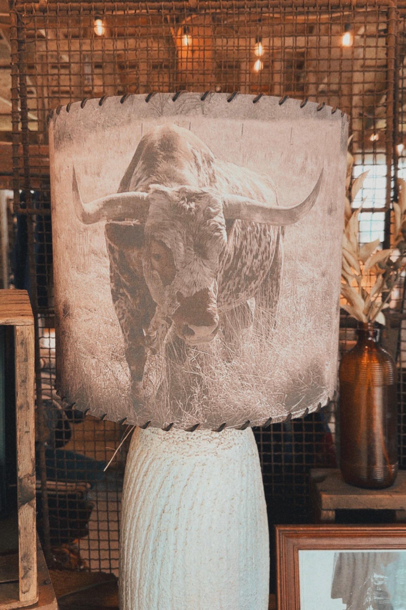 14-inch Longhorn Bull Cattle Lampshade Lamp Shade Western Barrel Shade ...