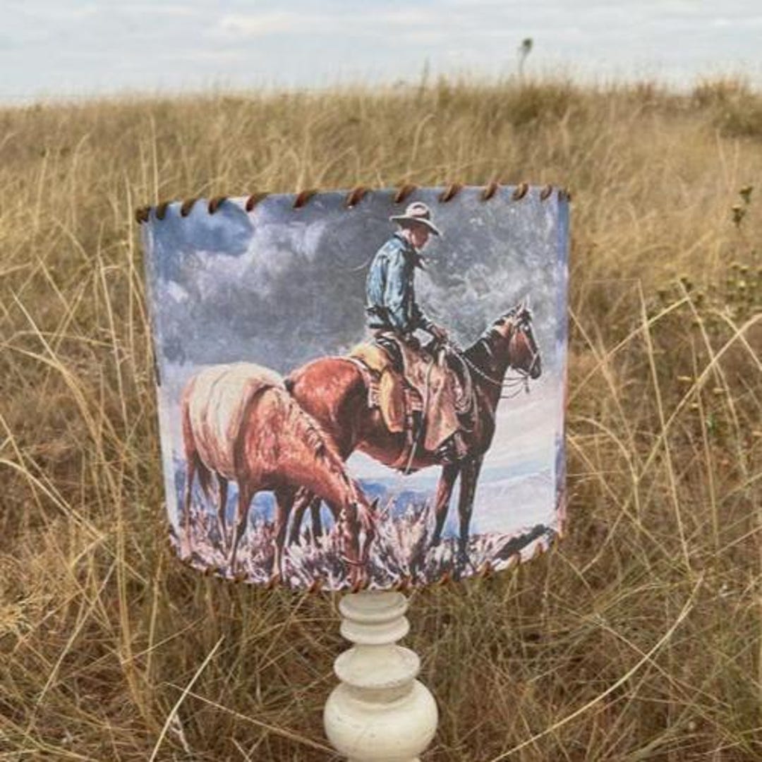 8-inch Western Cowboy Saddle Eldorado Lampshade Lamp Barrel Shade With ...