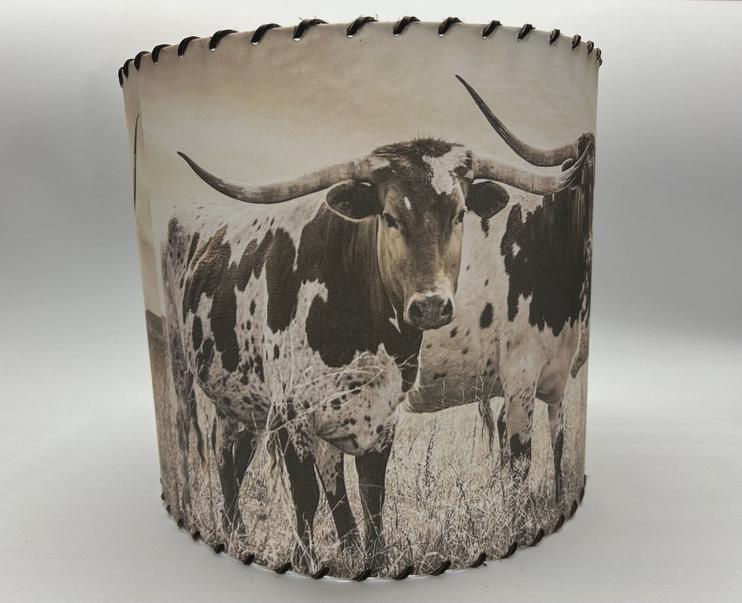 14-inch Longhorn Trio Cattle Lampshade Lamp Shade Western Barrel Shade ...