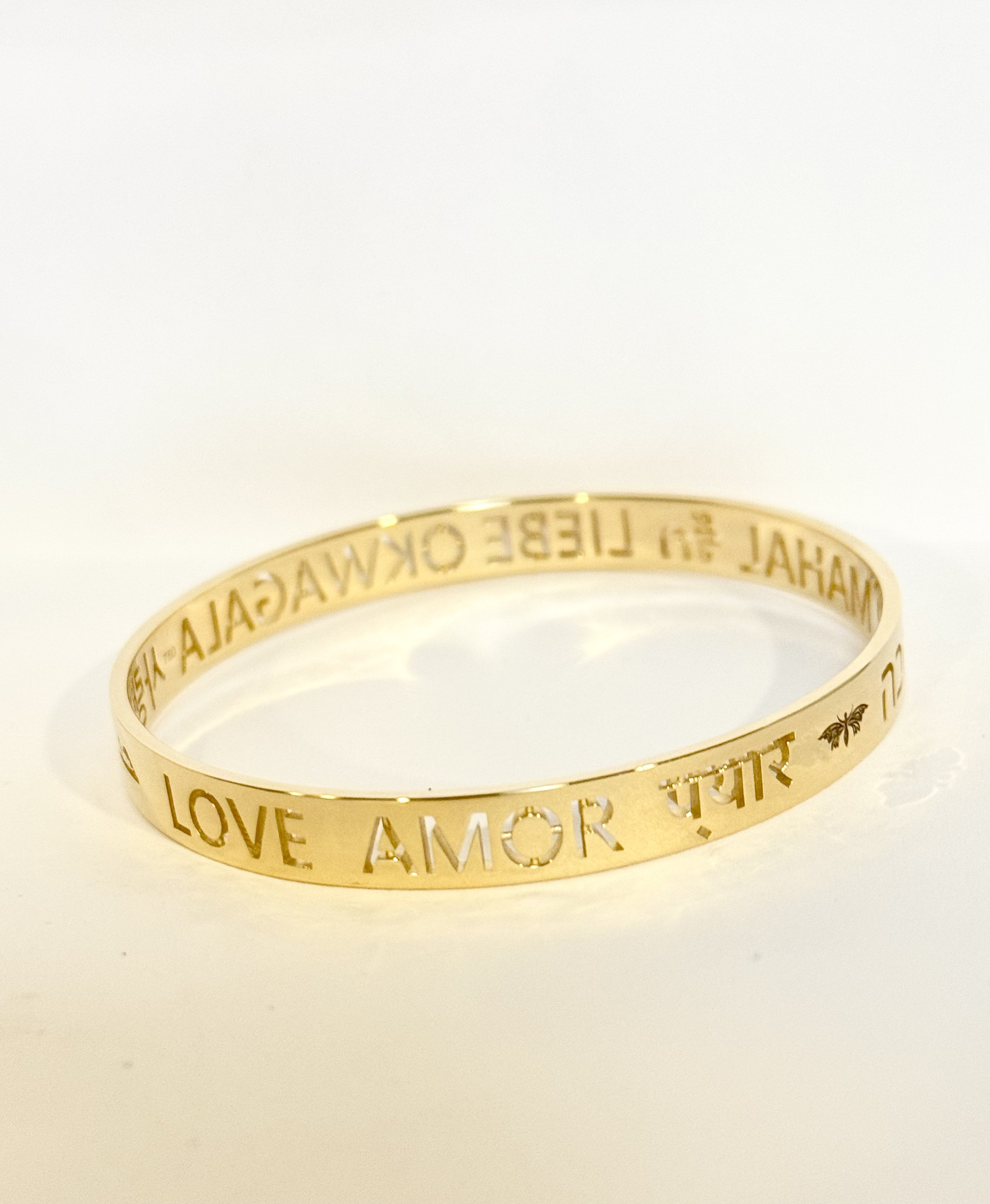 The Love Language Bangle, Solid Gold Love Bangle, 10 Language Love ...