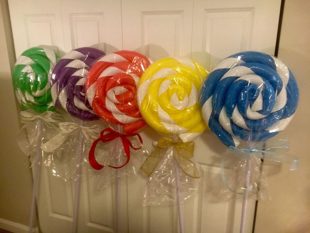 Set of 4 Large Lollipops Christmas Decorations Candy Land Gum Drop ...