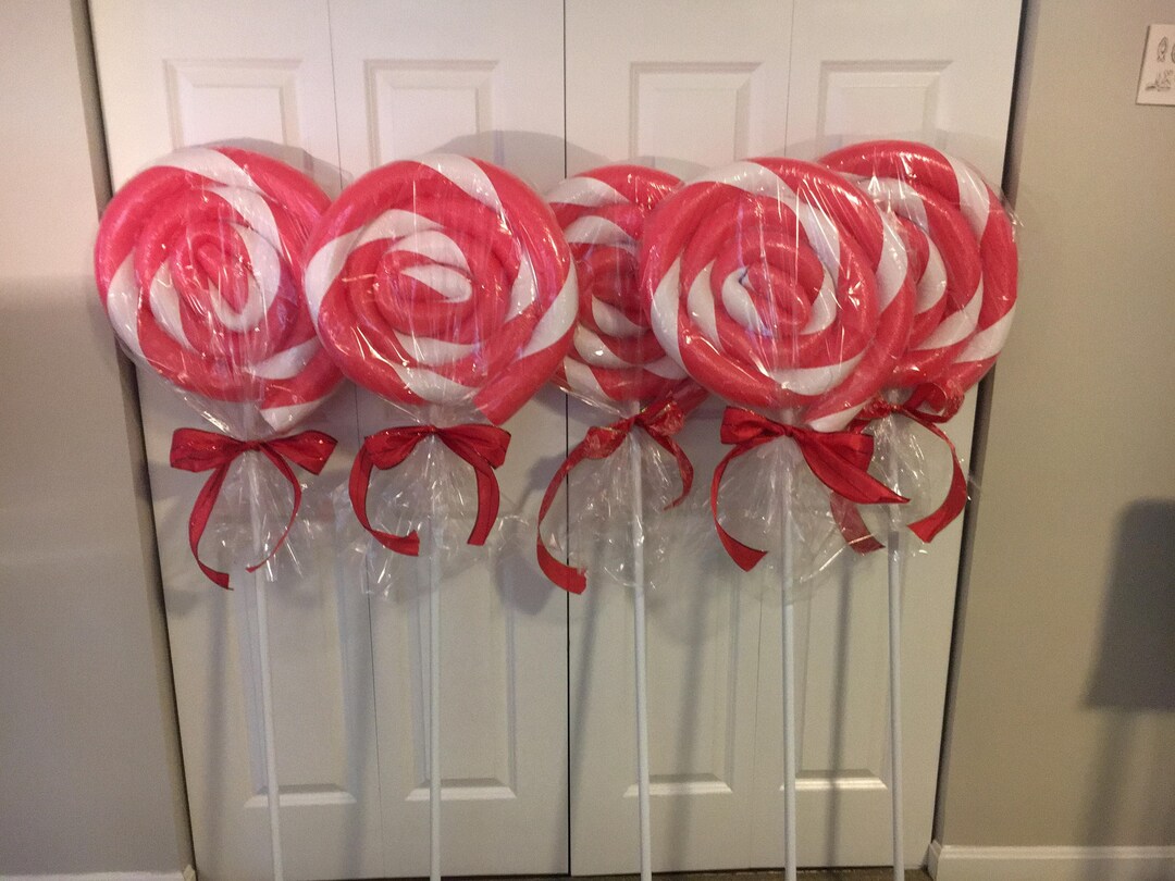 2 Giant Peppermint Candy Lollipops/giant Outdoor/indoor Lollipops - Etsy