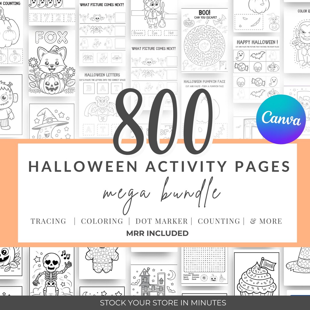 Kids Halloween Activity Bundle – 800+ Printable Pages With MRR - Etsy