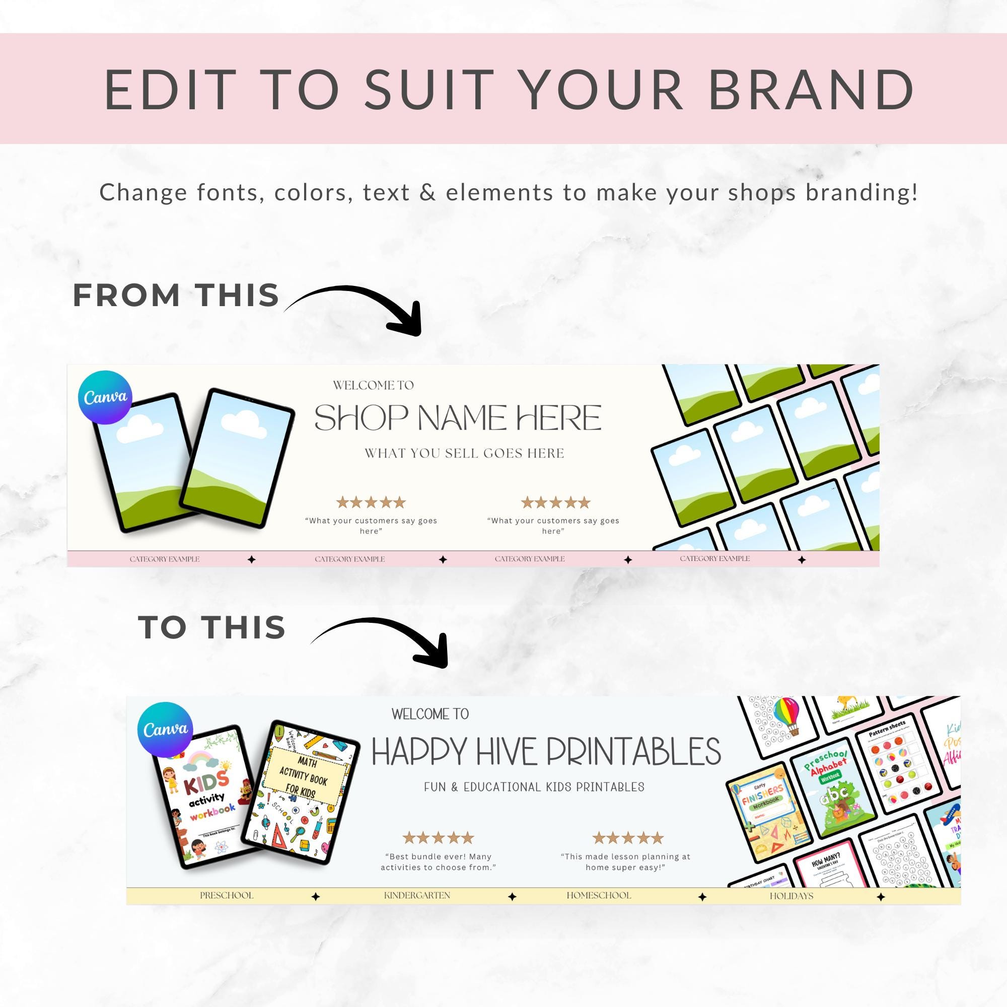 Etsy Shop Banner Templates | Canva Editable Bundle | MRR Included - Etsy