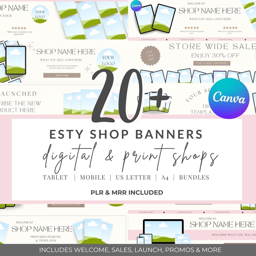 Etsy Shop Banner Templates: Canva Editable Bundle, PLR/MRR - Etsy
