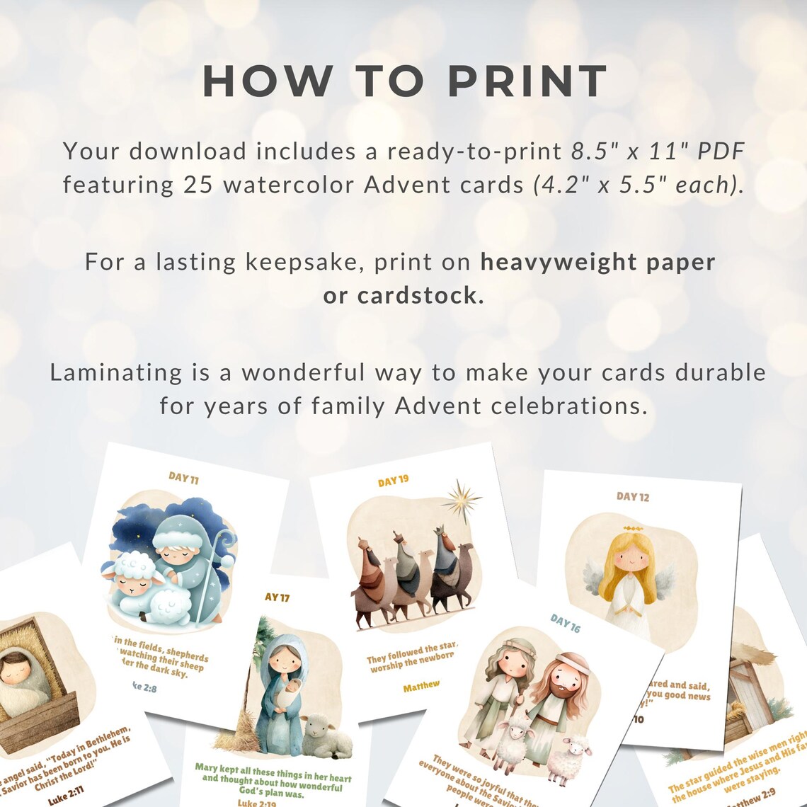 Nativity Story Advent Cards | Christmas Countdown, Printable Bible ...
