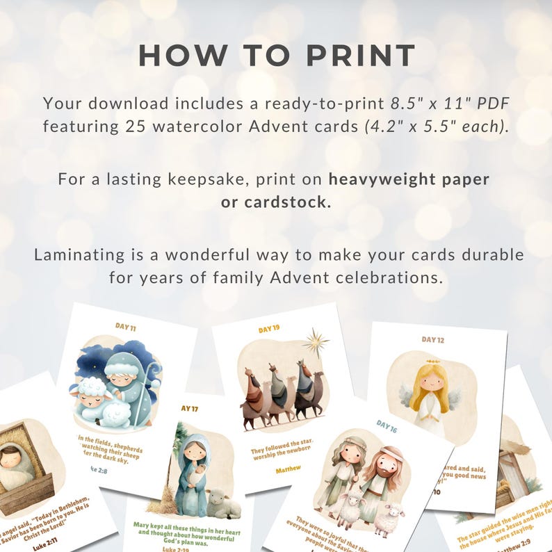 Nativity Story Advent Cards | Christmas Countdown, Printable Bible ...