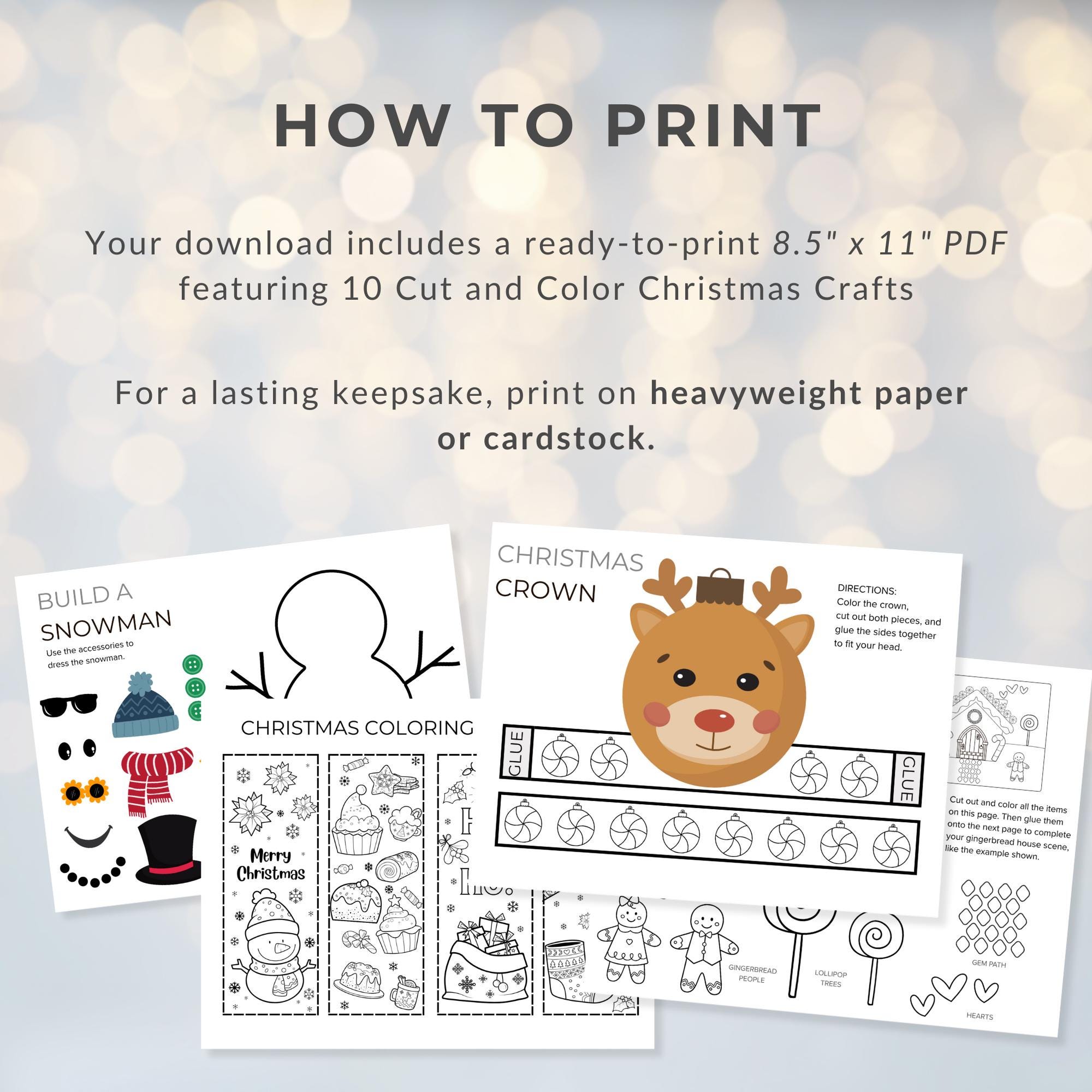 Christmas Crafts for Kids | Printable Cut & Color Activities (PDF) - Etsy
