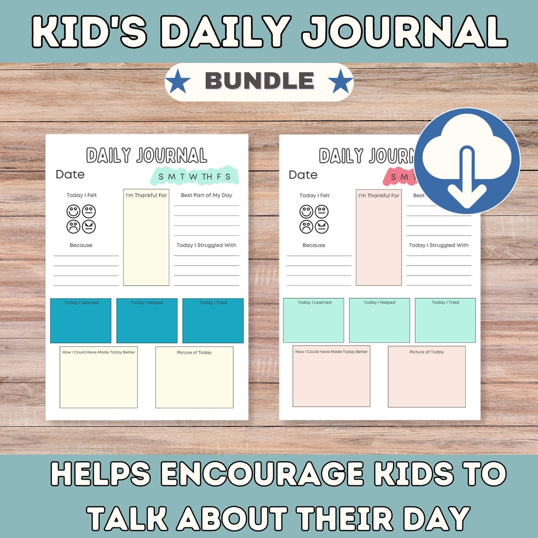 Kids Daily Journal Printable Kids Journal DIY Journal Pages Diary for ...
