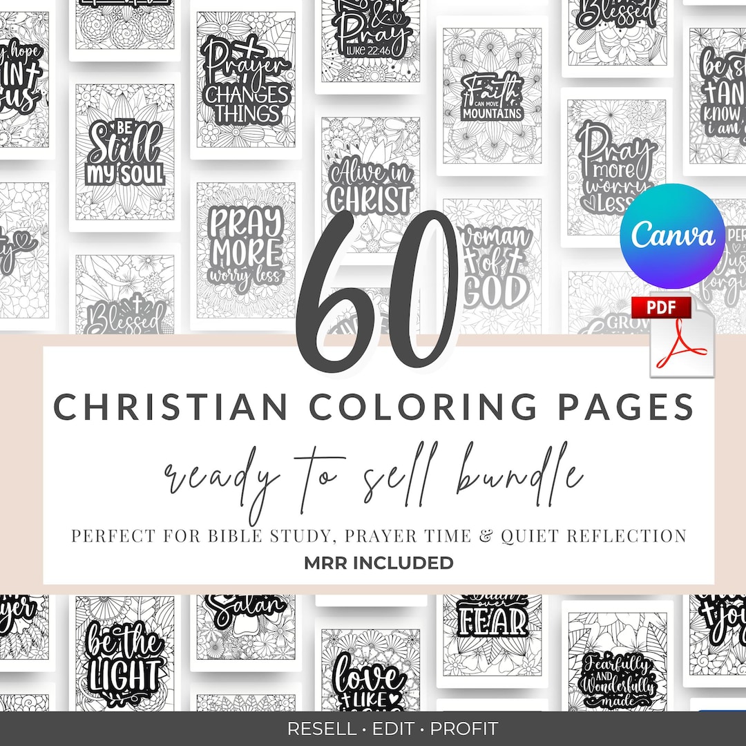 Christian Coloring Pages Bundle | 60 Bible Verse Coloring Sheets for ...