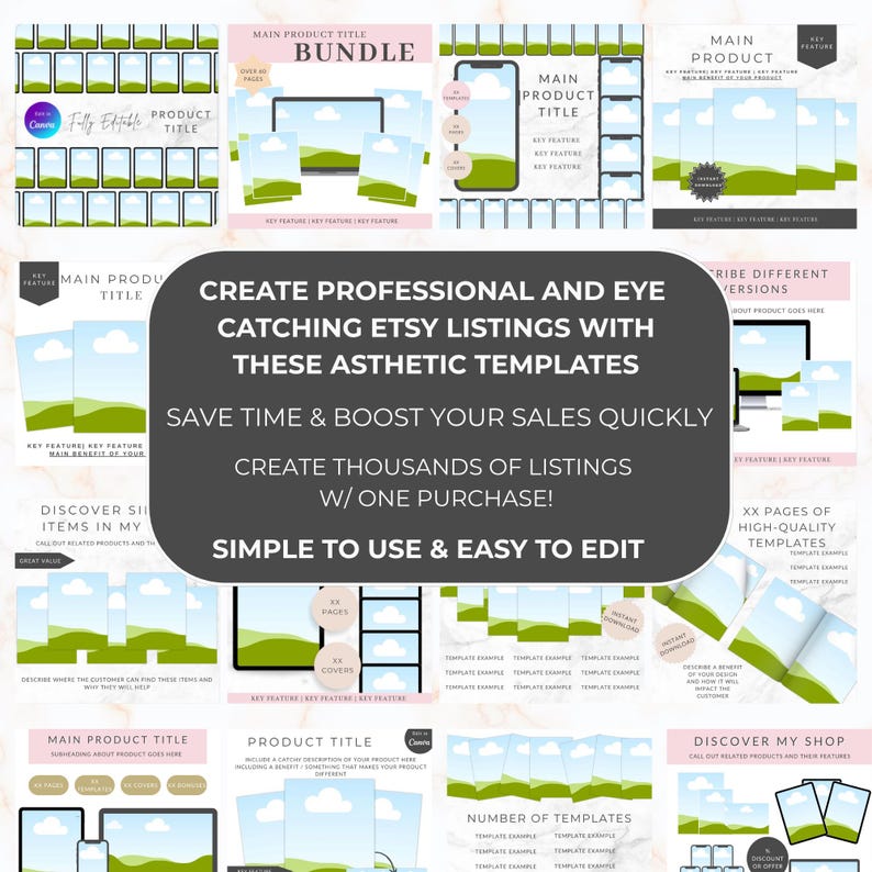 Etsy Listing Mockup Bundle | 280 Editable Templates in Canva for ...