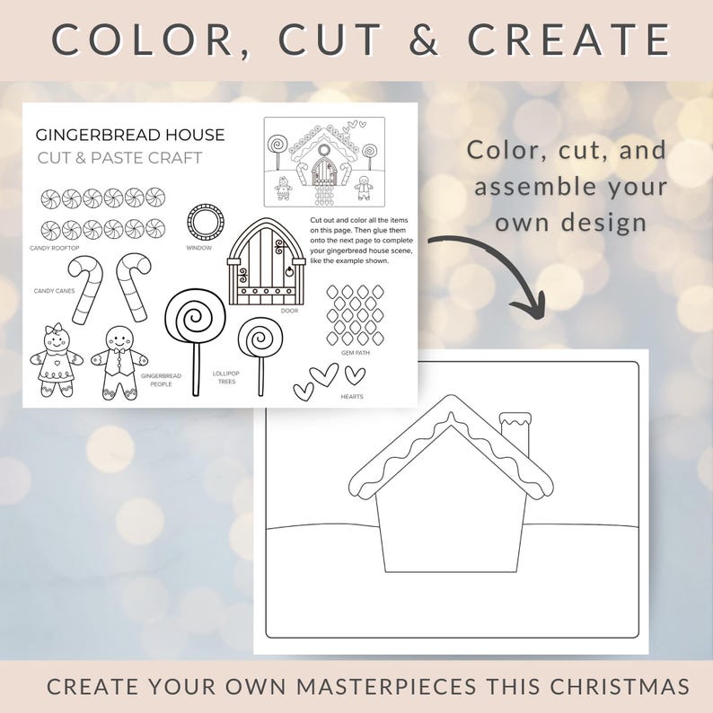 Christmas Crafts for Kids | Printable Cut & Color Activities (PDF) - Etsy
