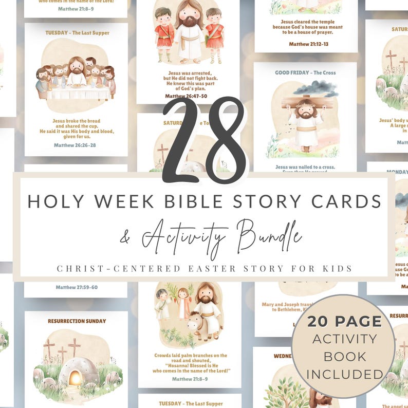 Holy Week Bible Story Cards | Christ-centered Easter Story for Kids ...