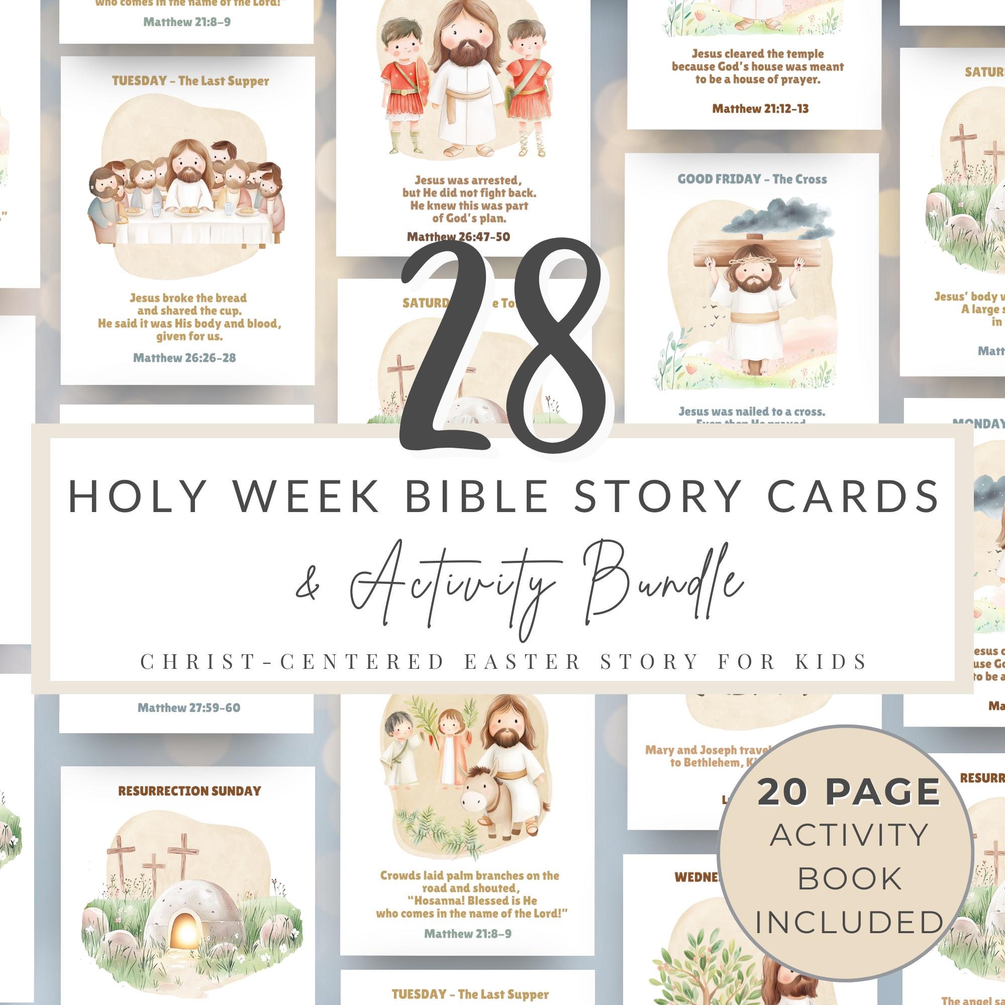 Holy Week Bible Story Cards | Christ-centered Easter Story for Kids ...