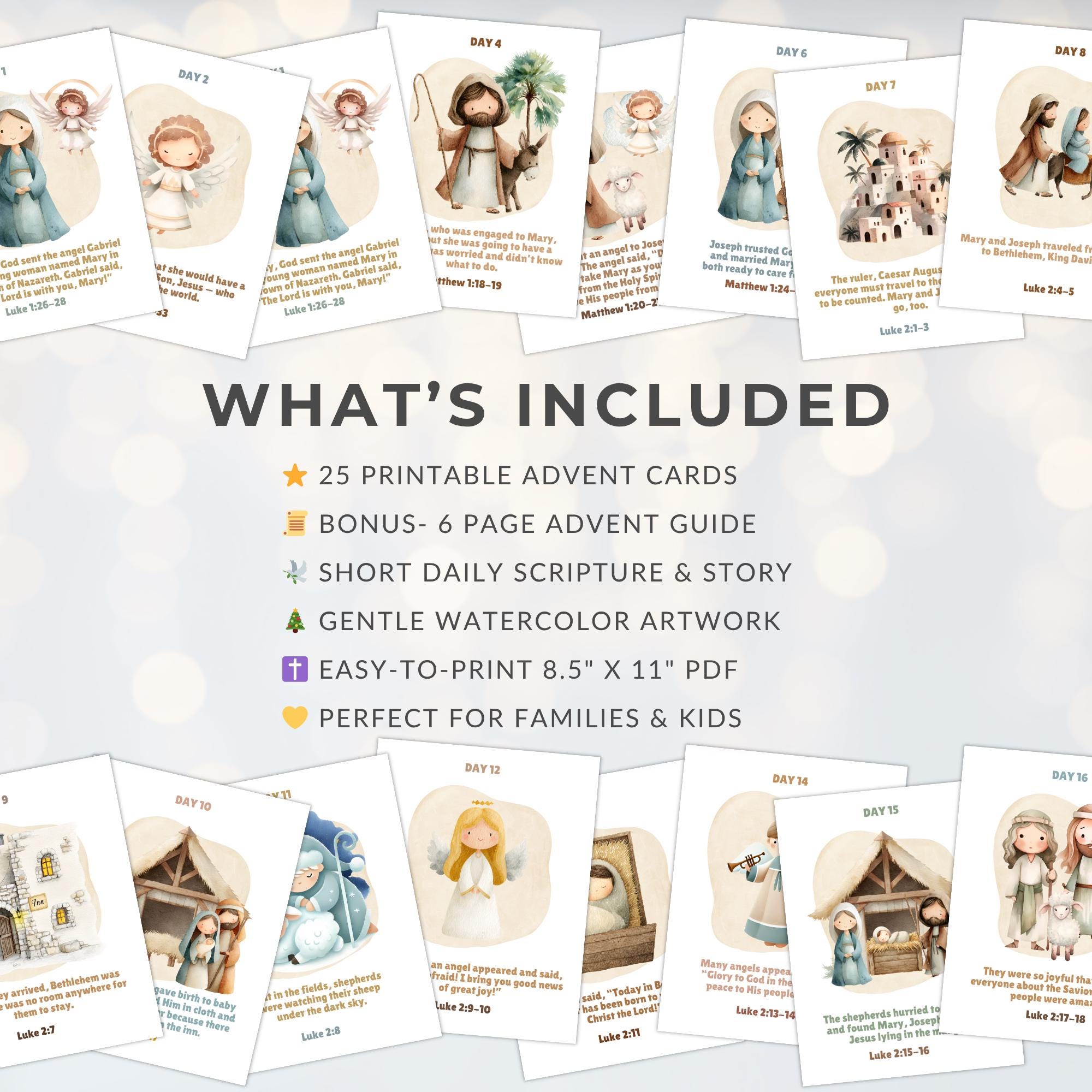 Nativity Story Advent Cards | Christmas Countdown, Printable Bible ...