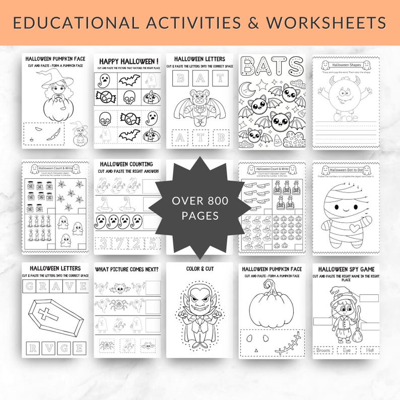 Kids Halloween Activity Bundle – 800+ Printable Pages With MRR - Etsy