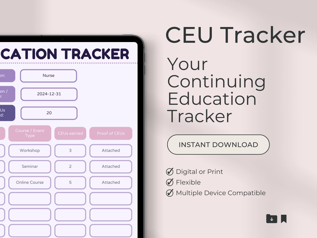Continuing Education Tracker CEU Tracker Education Tracker - Etsy Continuing Education Tracker CEU Tracker Education Tracker - Etsy