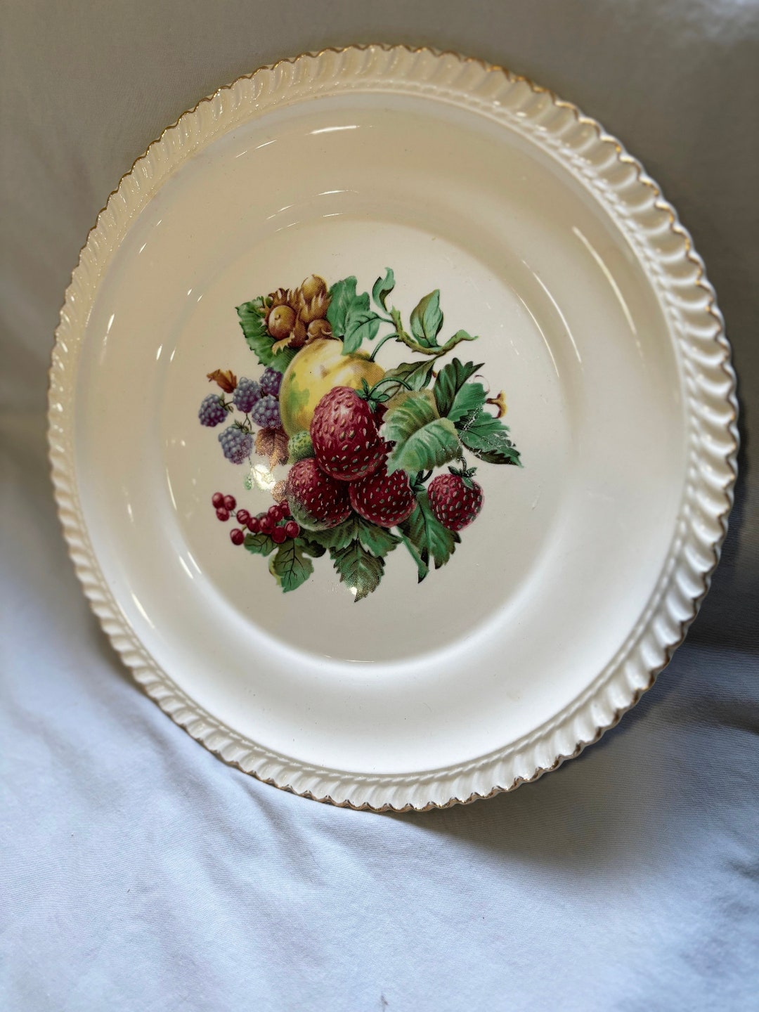 The Harker Pottery Co. Plate With Berries and 22kt. Gold Finishing - Etsy