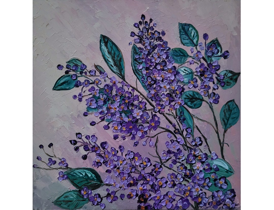 Lilac Painting Floral Original Art Impasto Oil Painting Flower Small ...